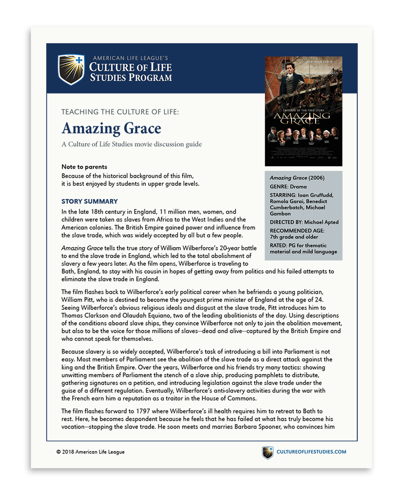 Movie Discussion Guide: Amazing Grace (2006) (FREE Download) – American ...