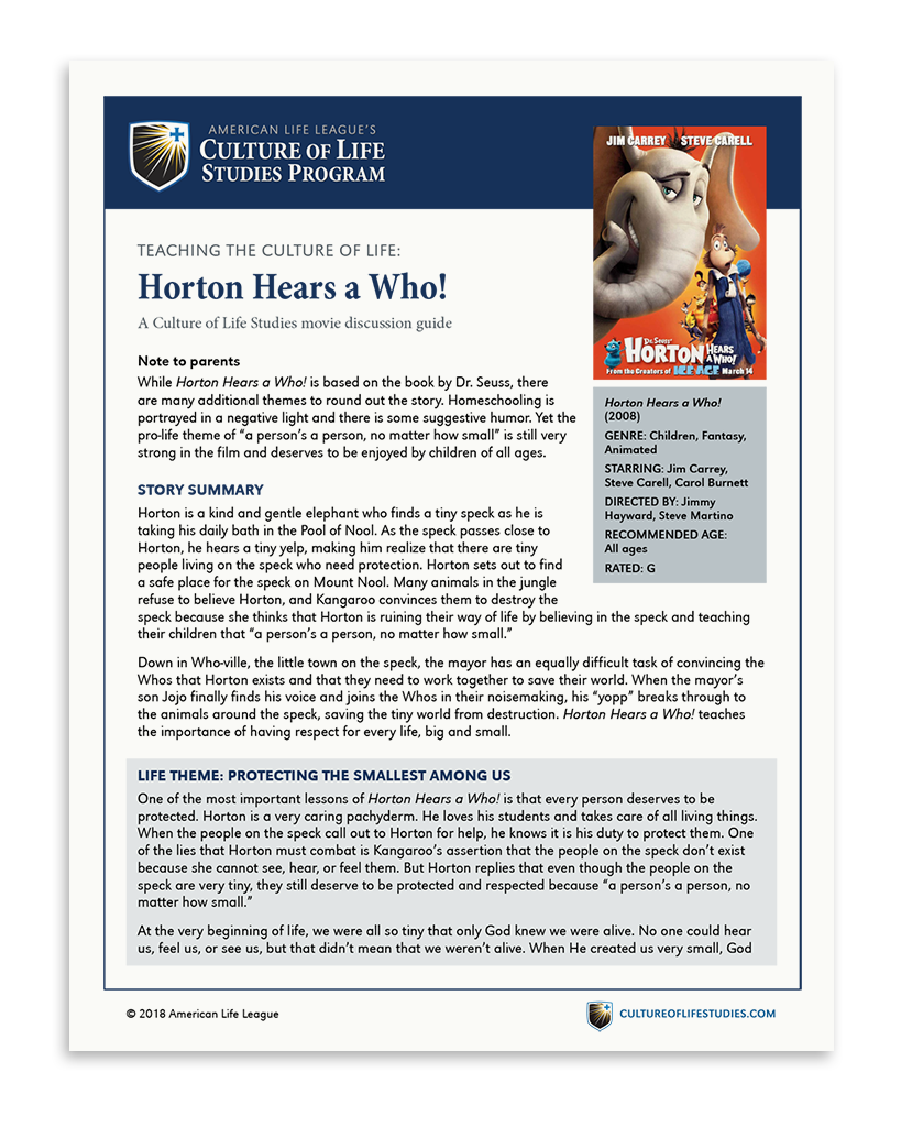 Movie Discussion Guide: Horton Hears a Who (2008) (FREE Download ...