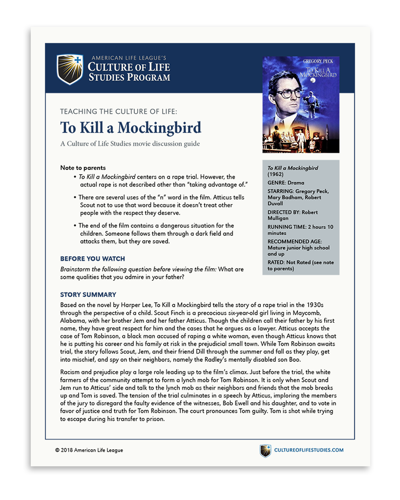 Movie Discussion Guide: To Kill a Mockingbird (1962) (FREE Download ...
