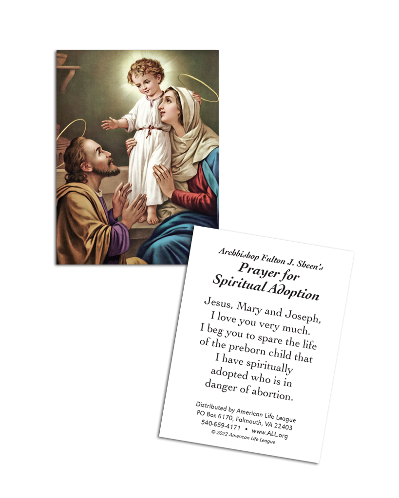 Fulton J. Sheen Spiritual Adoption Prayer Card – American Life League