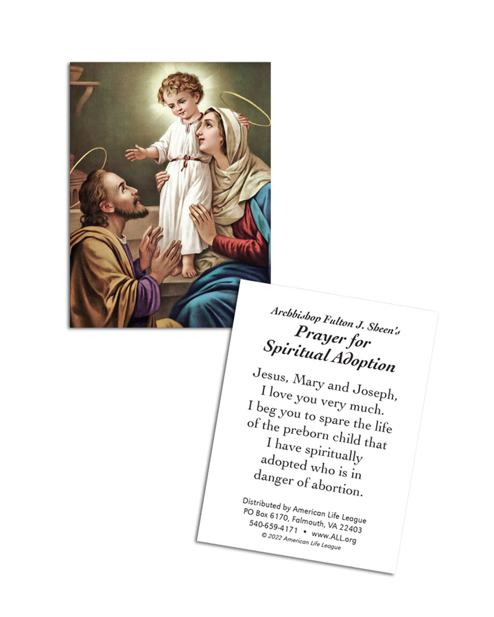 Fulton J. Sheen Spiritual Adoption Prayer Card – American Life League