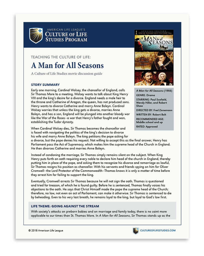 Movie Discussion Guide: A Man for All Seasons (1966) (FREE Download ...
